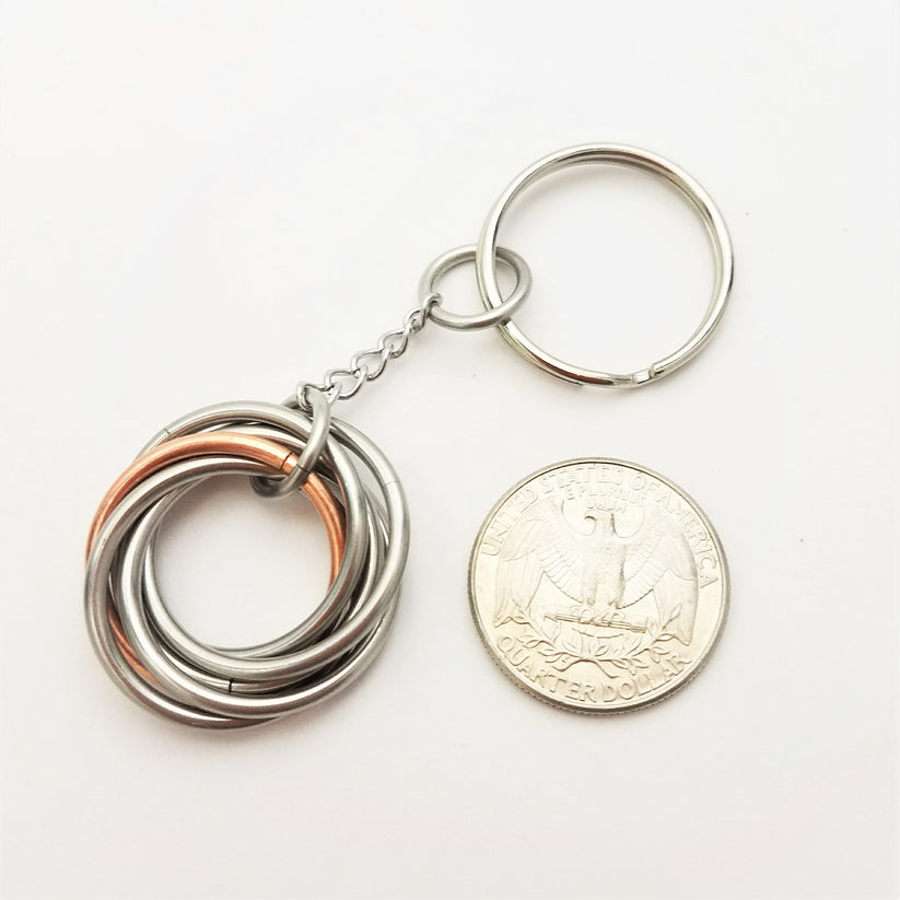 Möbii® KEYCHAIN, Stainless Steel and Copper: Fidget EDC Keychain Fob f ...